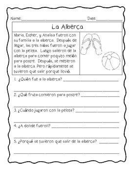Reading Comprehension Worksheets For 2nd Grade Spanish