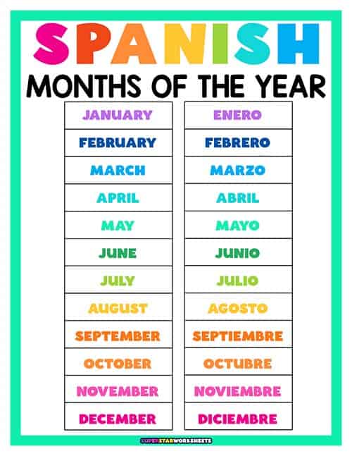 SPANISH Months Of The Year Worksheets Superstar Worksheets SPANISH Months Of The Year Worksheets Superstar Worksheets