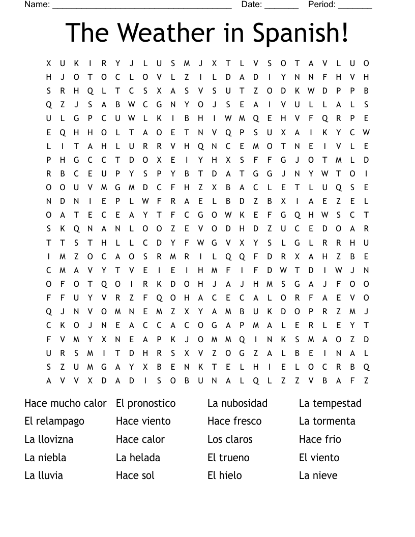 The Weather In Spanish Word Search WordMint Worksheets Library The Weather In Spanish Word Search WordMint Worksheets Library