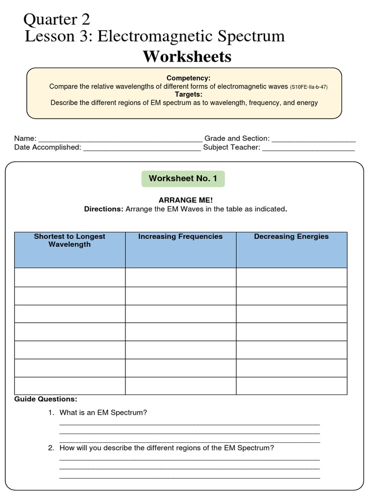 worksheet-em-key.doc - Lesson 1: Electromagnetic Spectrum ...