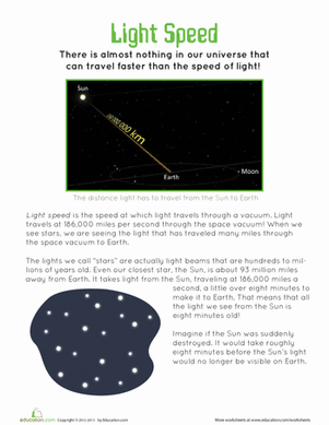 Light Speed | Worksheet | Education.com - Worksheets Library