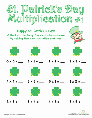 Free st patrick s multiplication worksheet, Download Free st patrick s ...