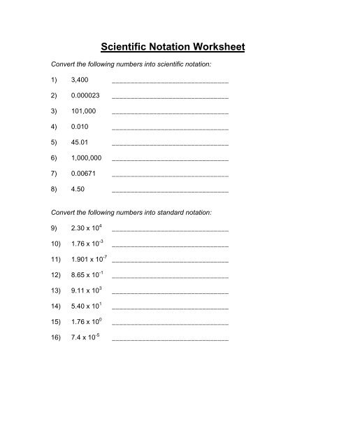 Eighth Grade Writing Numbers In Scientific Notation And Standard Form