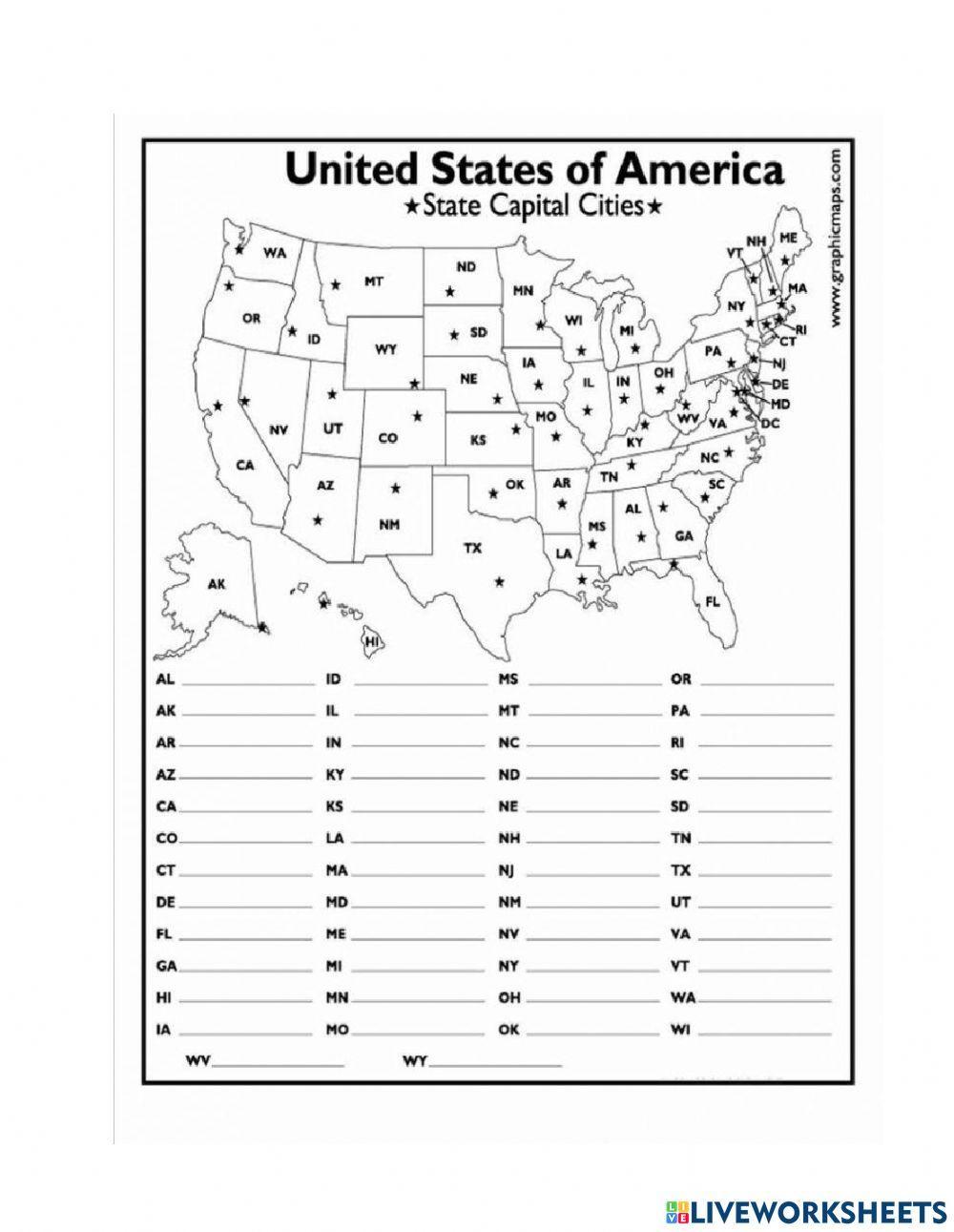 State Capitals Worksheet Live Worksheets Worksheets Library State Capitals Worksheet Live Worksheets Worksheets Library