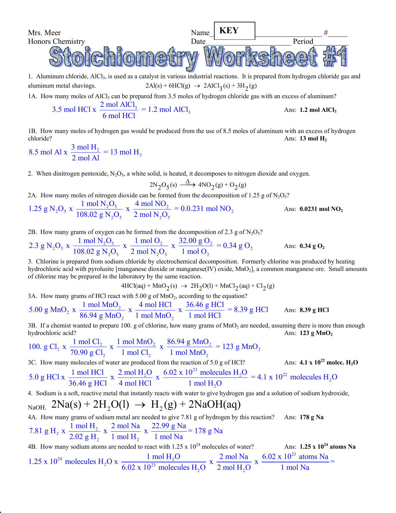 Stoichiometry Worksheet 1 Answer Key Worksheets Library Stoichiometry Worksheet 1 Answer Key Worksheets Library