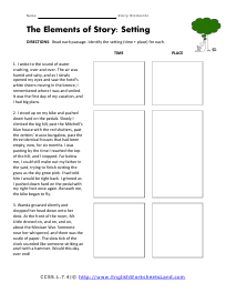 Story Elements Worksheets - Worksheets Library