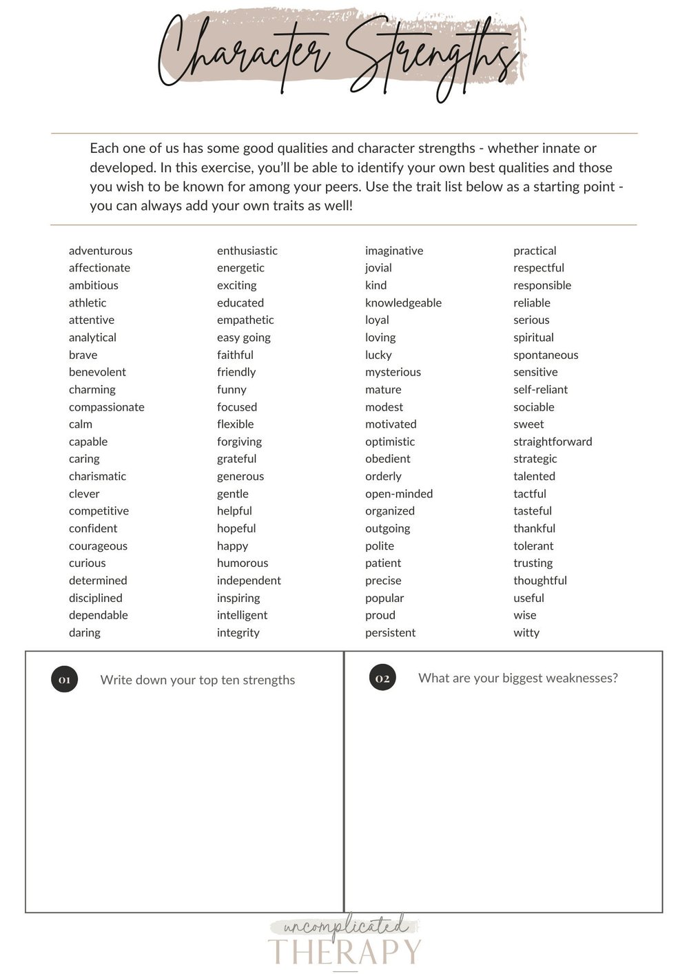 My Strengths And Qualities Worksheet Therapist Aid Worksheets Library My Strengths And Qualities Worksheet Therapist Aid Worksheets Library