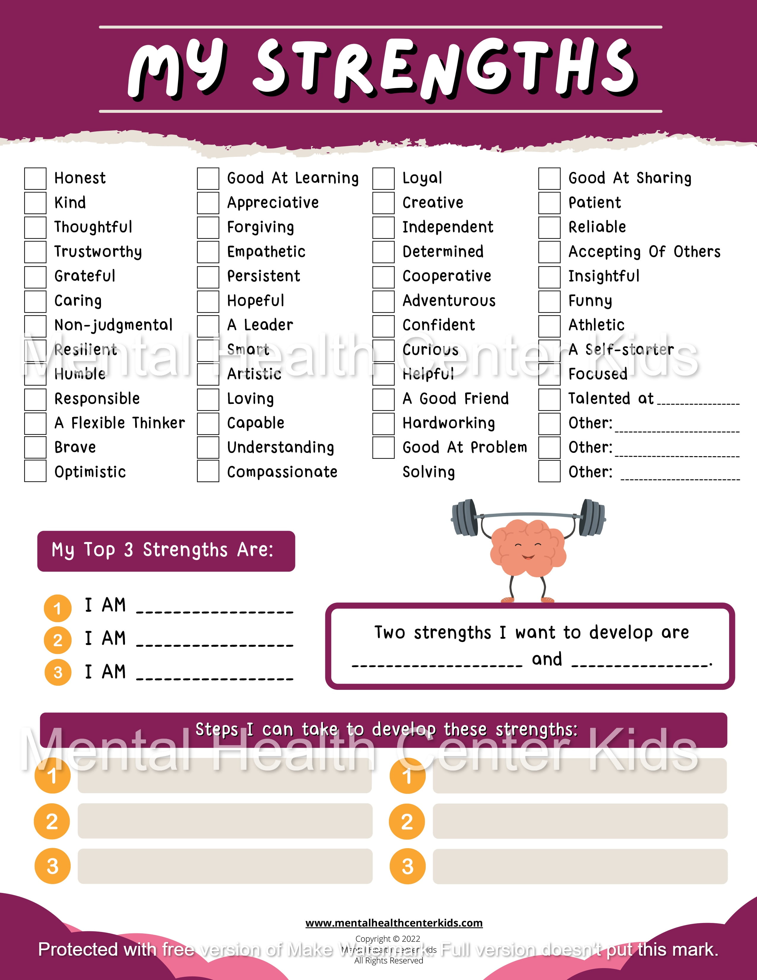My Strengths Worksheet - Worksheets Library