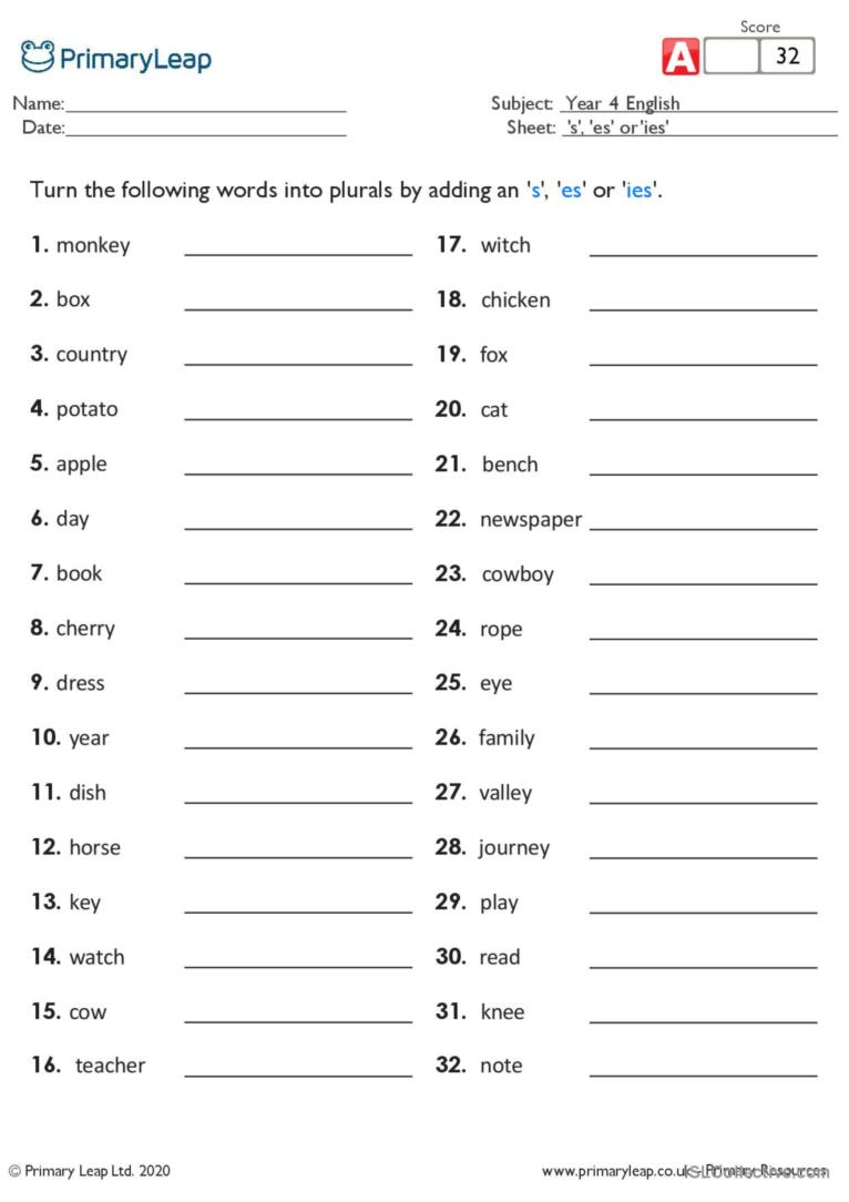 Plurals S Es Or Ies Creativ English ESL Worksheets Pdf Plurals S Es Or Ies Creativ English ESL Worksheets Pdf