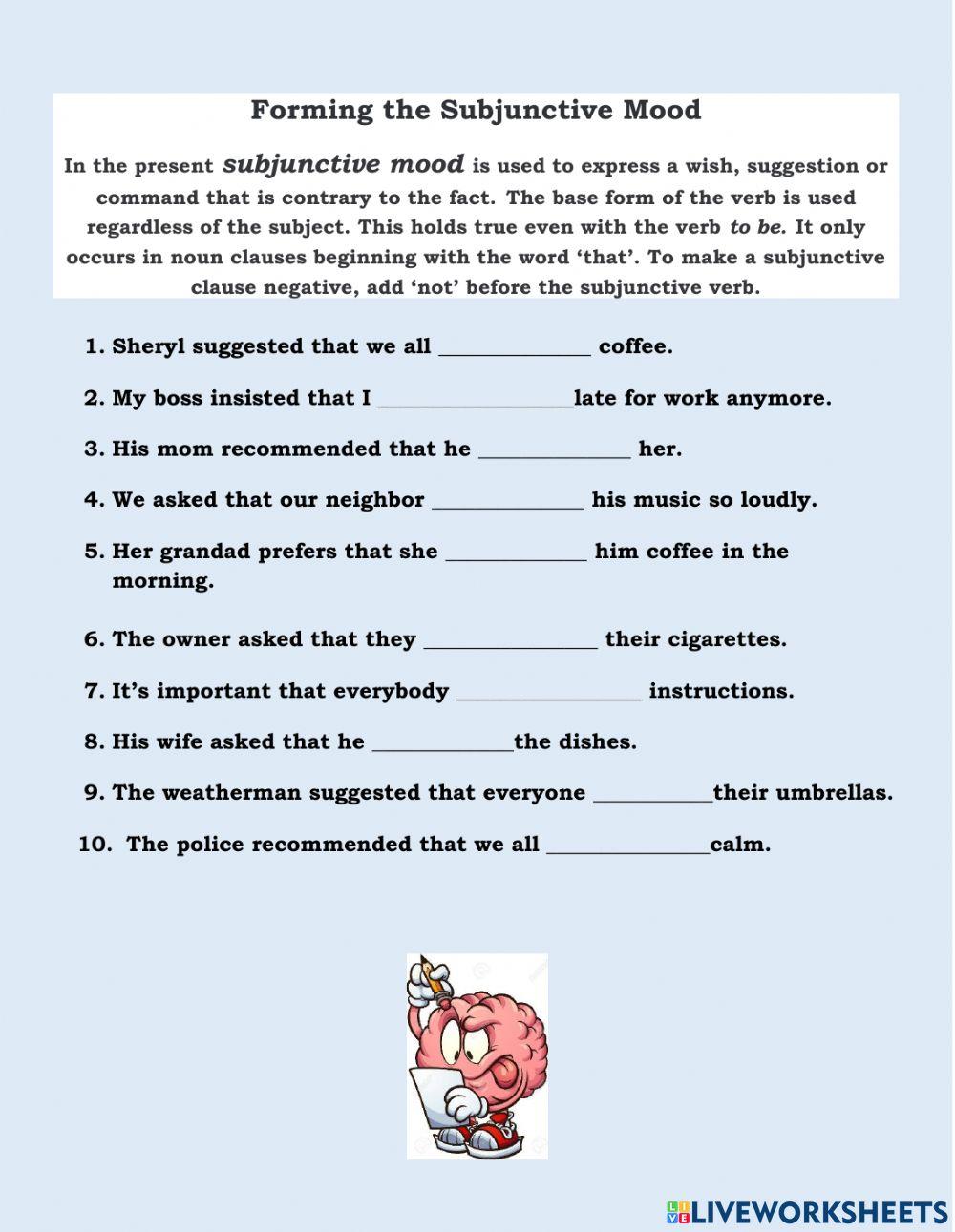 The Subjunctive Mood activity | Live Worksheets - Worksheets Library