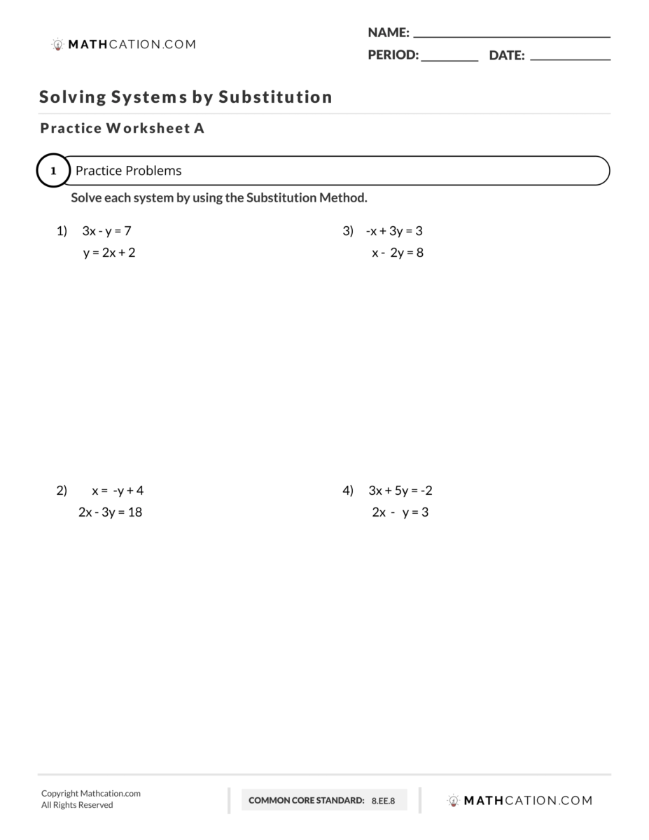 Using Substitutions to Solve Problems. Worksheet Download - Worksheets ...