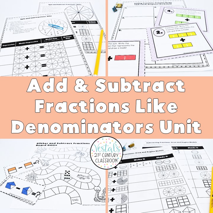 Add And Subtract Fractions Like Denominators Lessons Worksheets Library