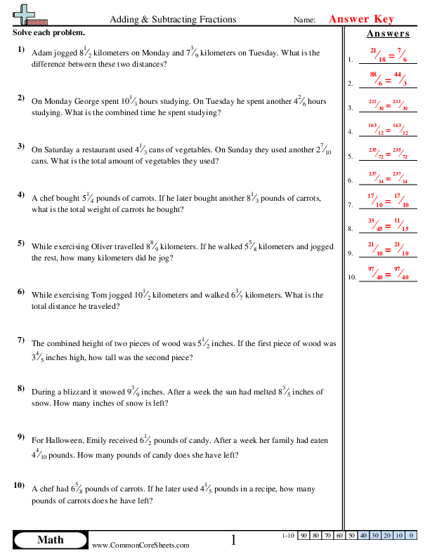 Adding And Subtracting Fractions Worksheet Download Worksheets Library
