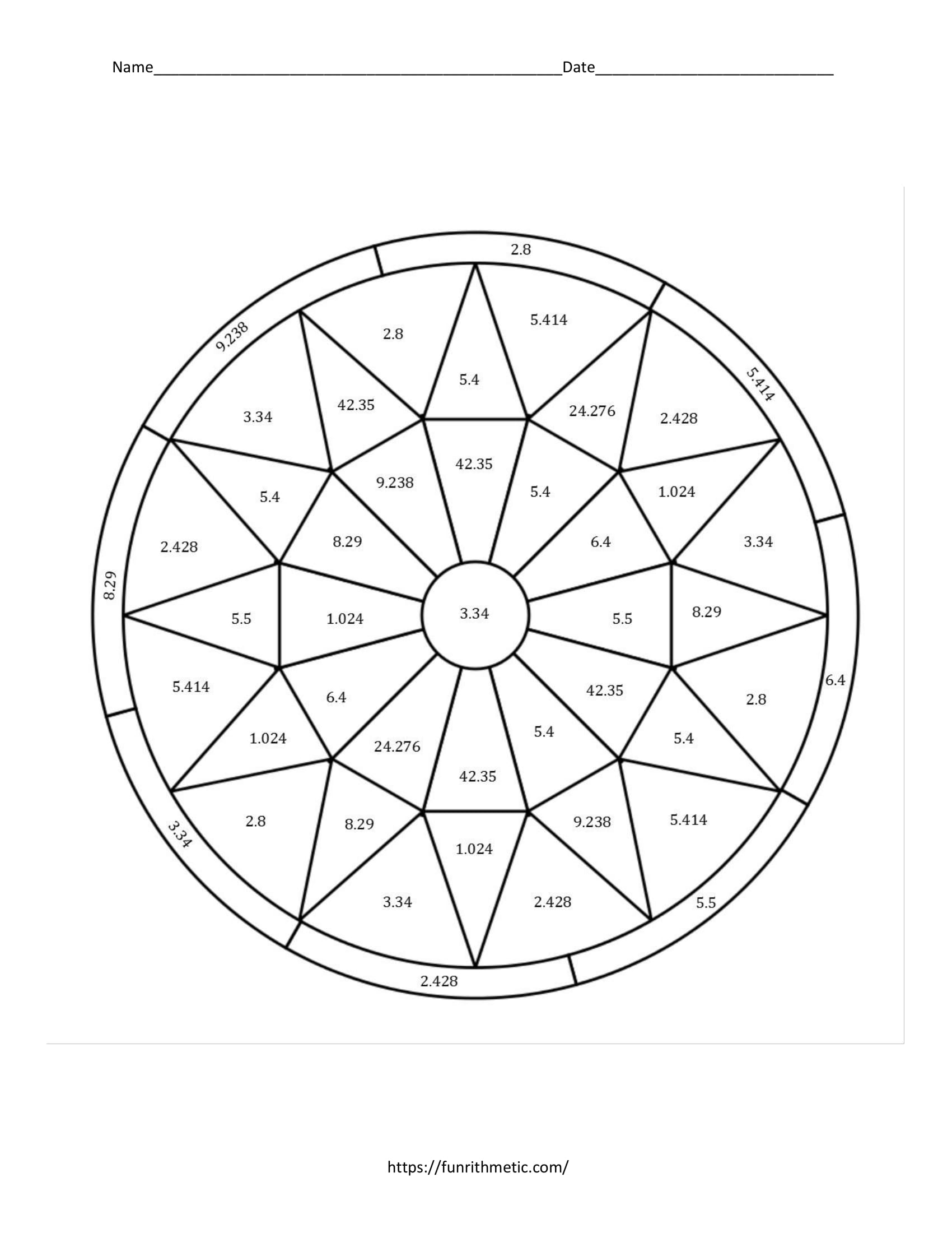 Adding And Subtracting Decimals Color By Number Worksheets Library