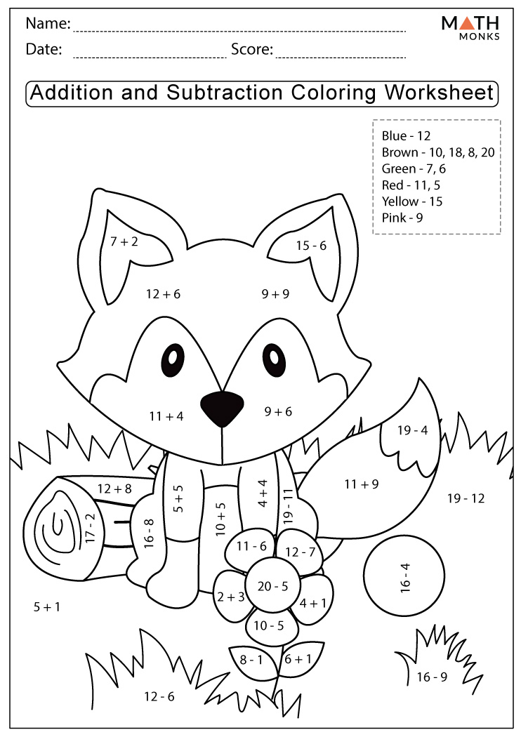 Free subtraction coloring worksheet for 2nd grade, Download Free ...