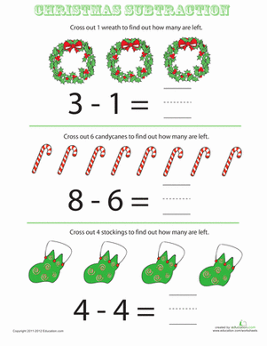 NO PREP Christmas Color By Subtraction Worksheet | Math Center ...