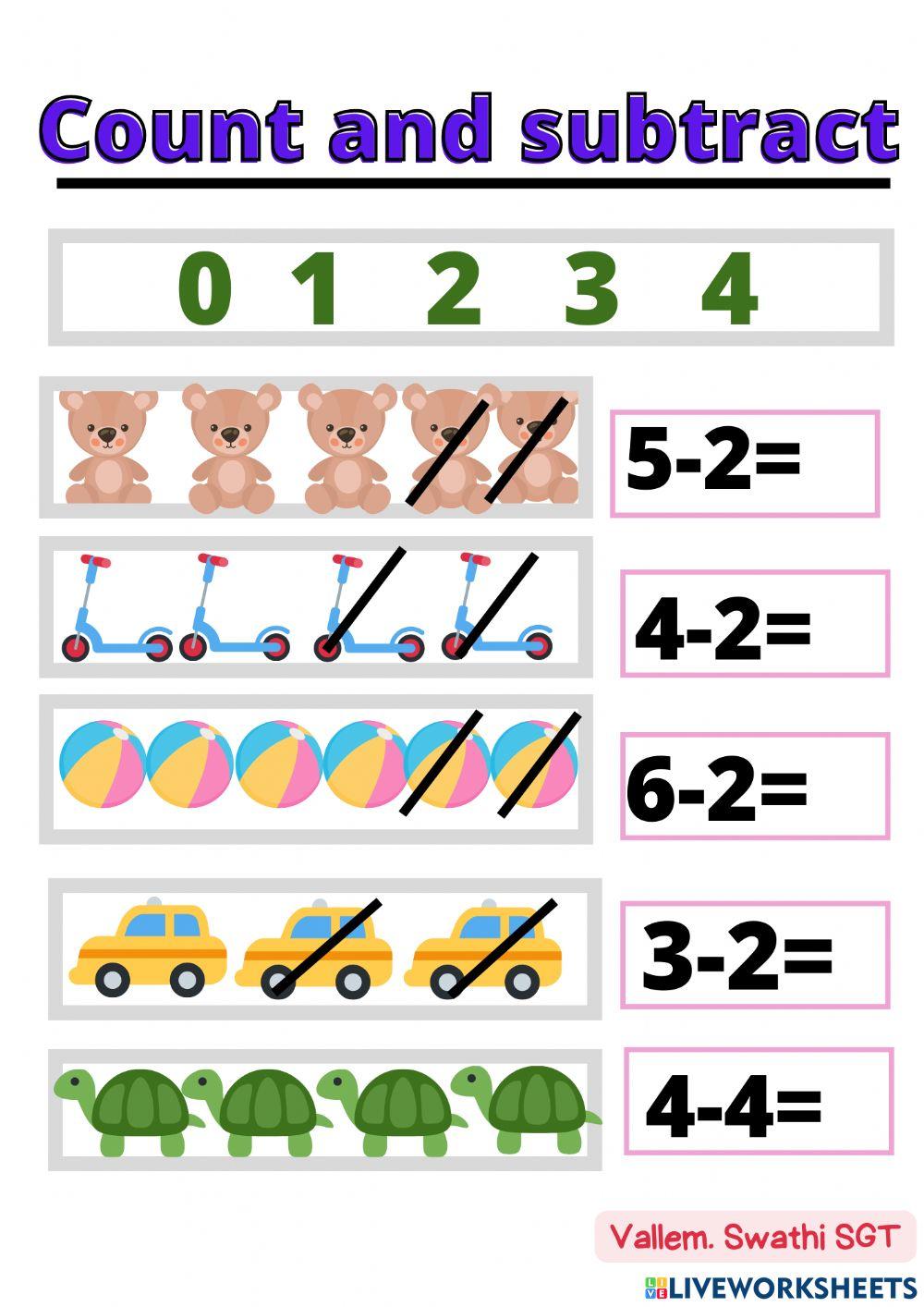 Count And Subtract Worksheet Live Worksheets Worksheets Library