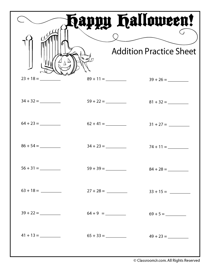 Halloween Addition and Subtraction Worksheets | Woo! Jr. Kids ...