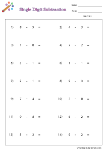HORIZONTAL SUBTRACTION - Math Sharpeners - Worksheets Library