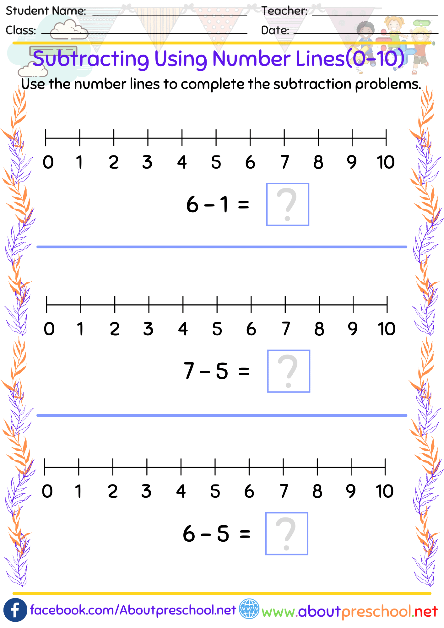 Subtracting Using Number Lines Archives Page 2 Of 2 About