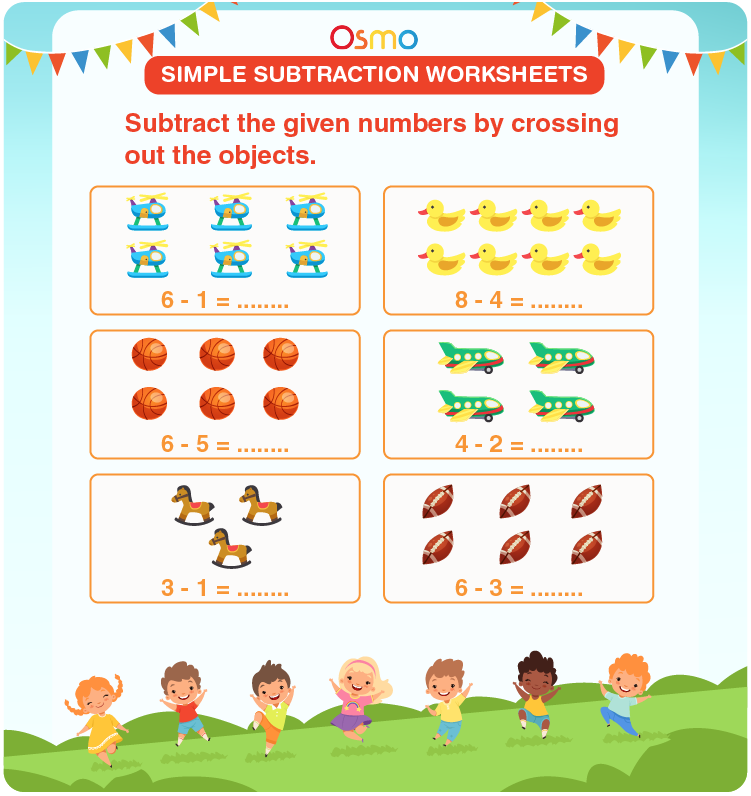 Subtraction Worksheets Subtract Using Given Objects Momjunction Worksheets Library
