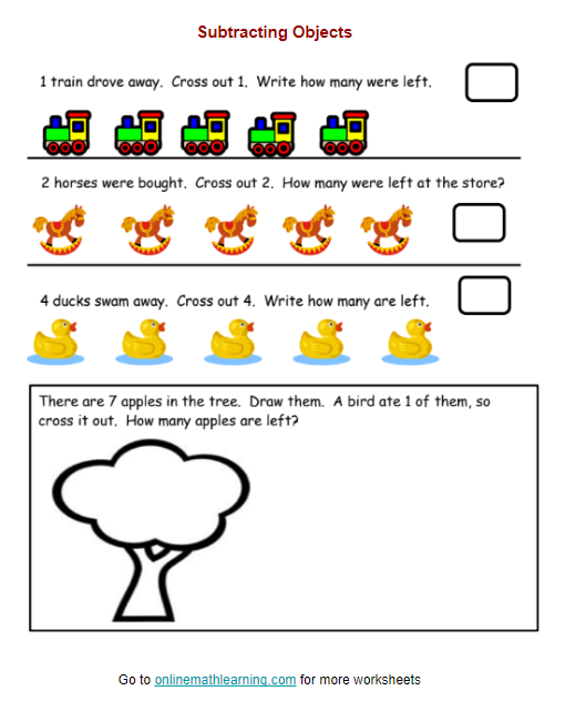 Subtract By Crossing The Objects Worksheets Math Worksheets Worksheets Library