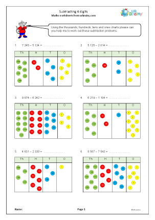 Free subtraction worksheet with place value, Download Free subtraction ...