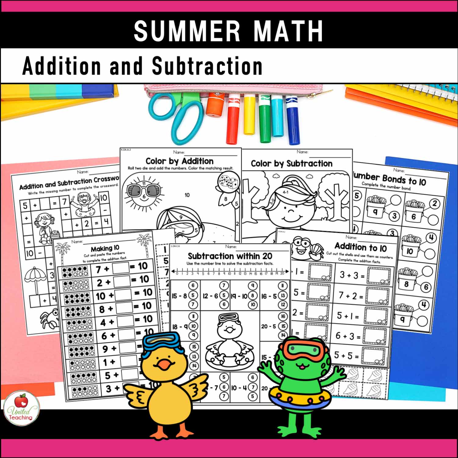 Summer Math Activities Kindergarten Packet - United Teaching ...