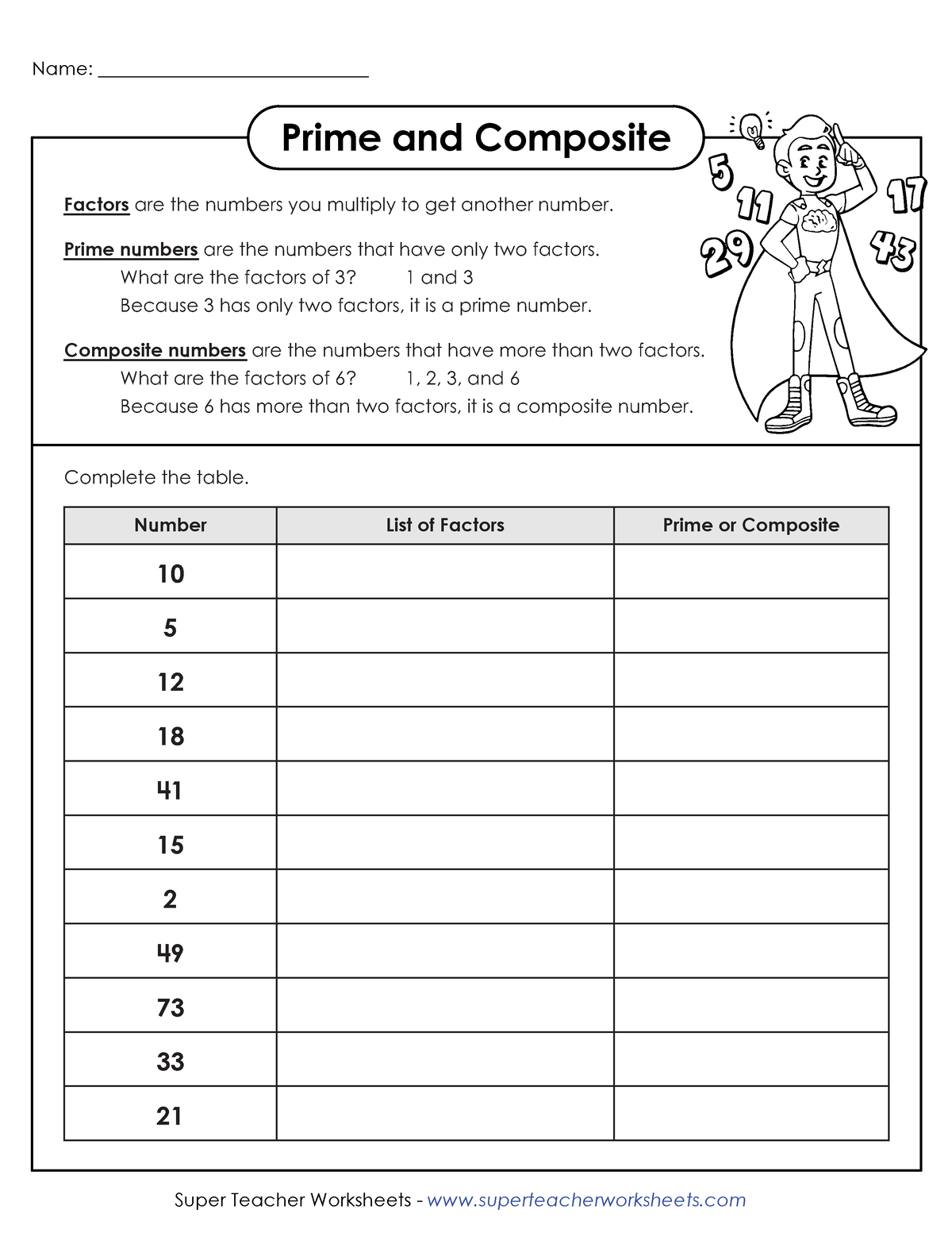 Prime And Composite Numbers week 9 grade 5 Super Teacher Prime And Composite Numbers week 9 grade 5 Super Teacher