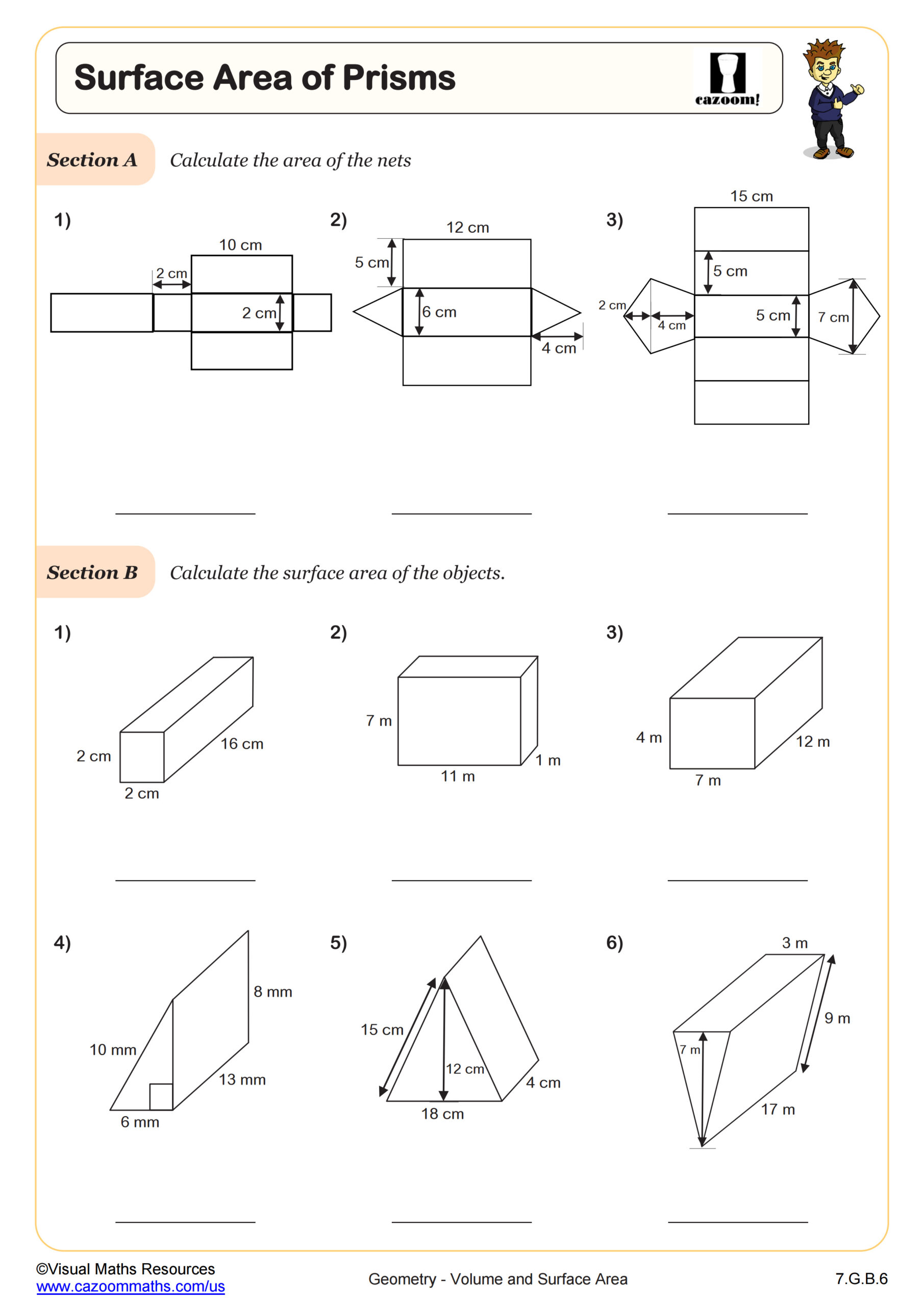 Surface Area of Prisms Worksheet | 7th Grade PDF Worksheets ...