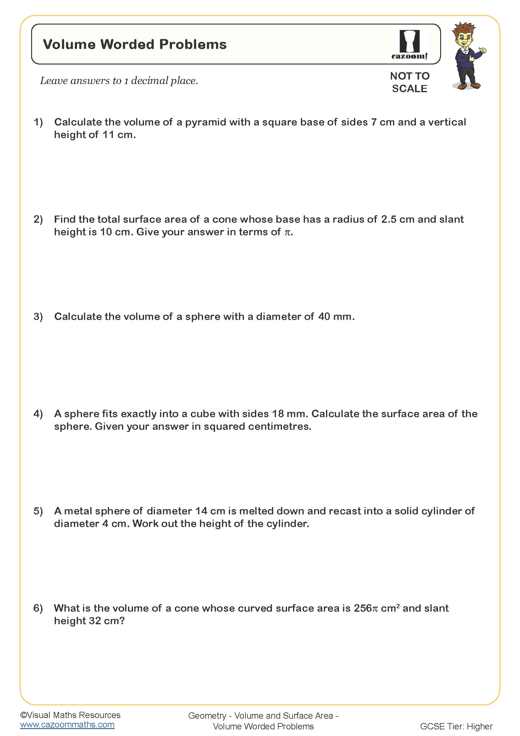Problem Solving: Surface Area or Volume Worksheet for 4th - 7th ... - Worksheets Library