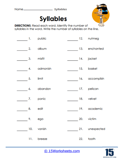 Syllables Worksheets - 15 Worksheets.com - Worksheets Library