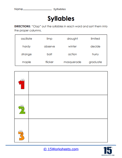 Syllables Worksheets - 15 Worksheets.com - Worksheets Library