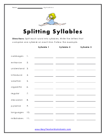 Syllable Worksheets - Worksheets Library