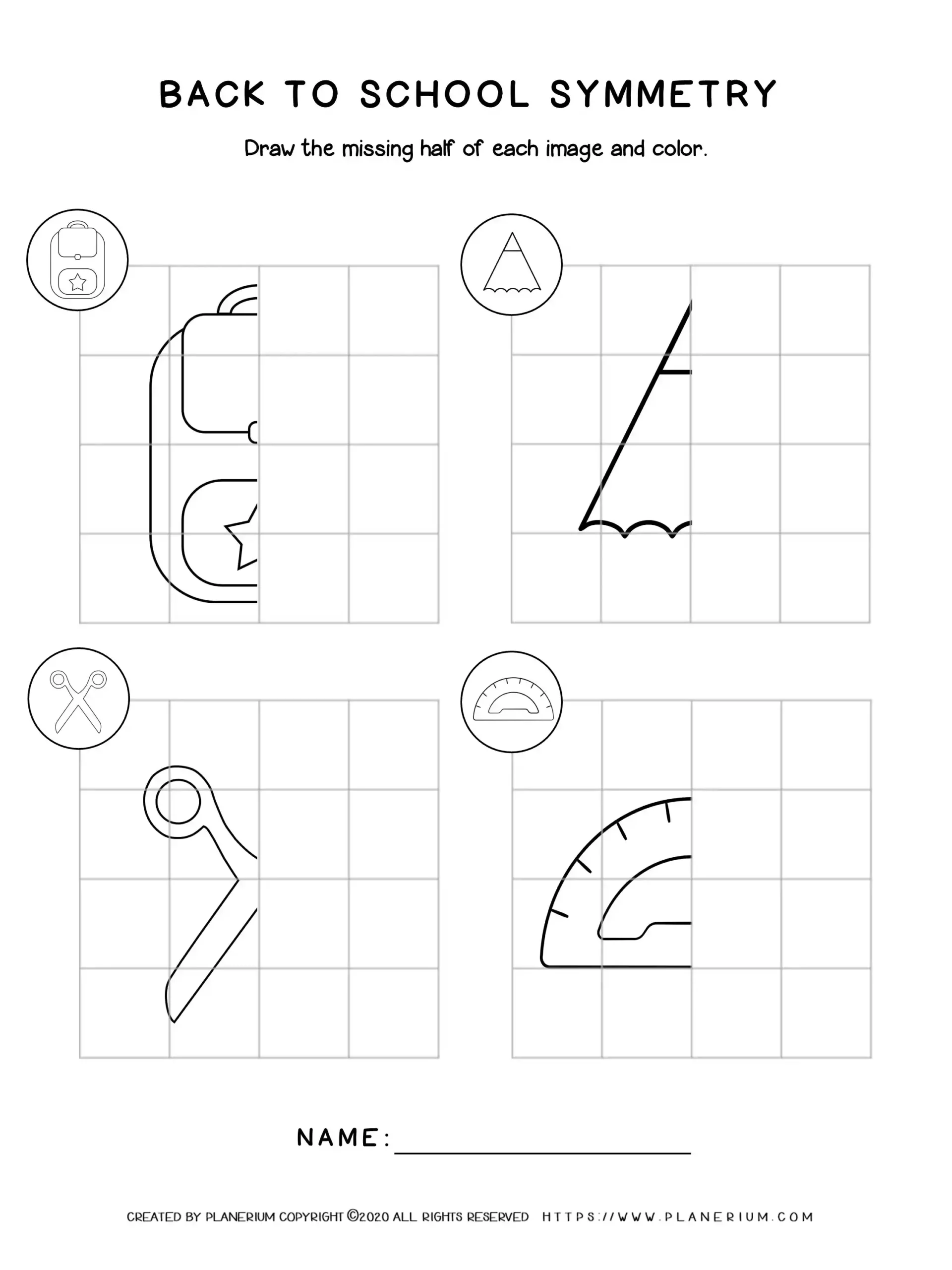 Back to School - FREE Worksheet - Symmetry Drawing | Planerium ...