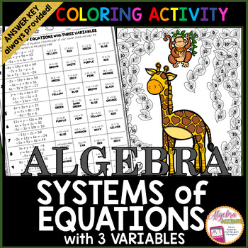 Systems of Equations with 3 Variables Coloring Activity – Algebra ...
