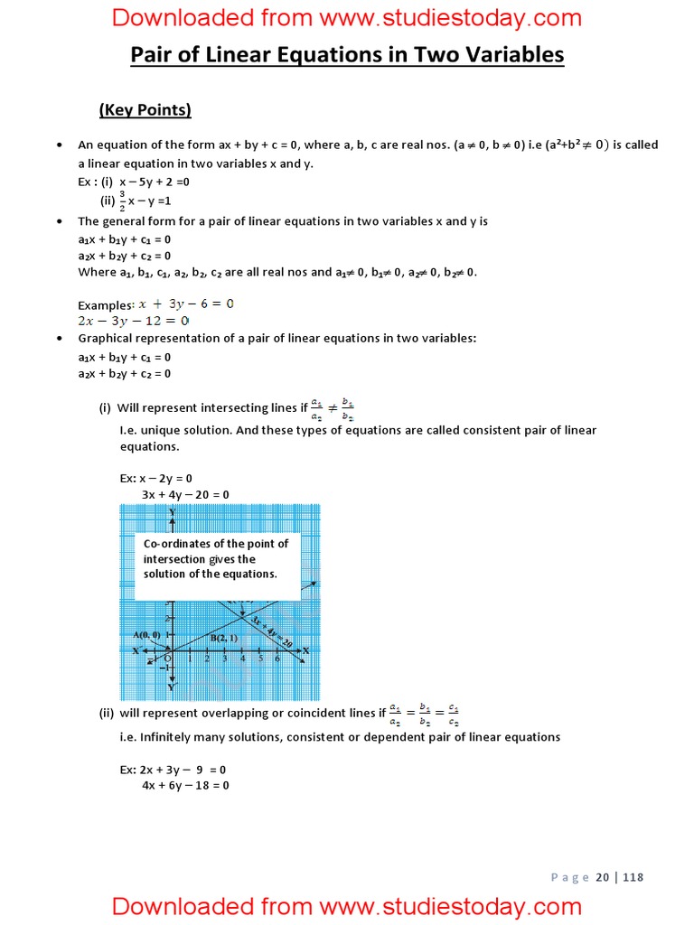 Linear Equations In 2 Variables Worksheet 7 Pdf System Of Worksheets Library