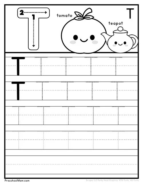 Animal Tracing Letter T — Printable ELA Worksheet - Worksheets Library