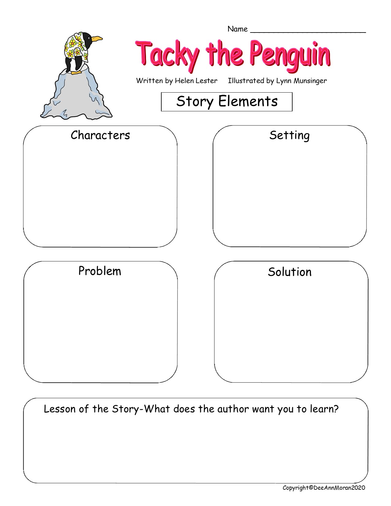 Tacky the Penguin Character Traits Retell Story Sequence Compare ...