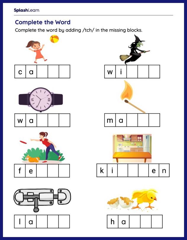 Words of tch Sound - ELA Worksheets - SplashLearn - Worksheets Library