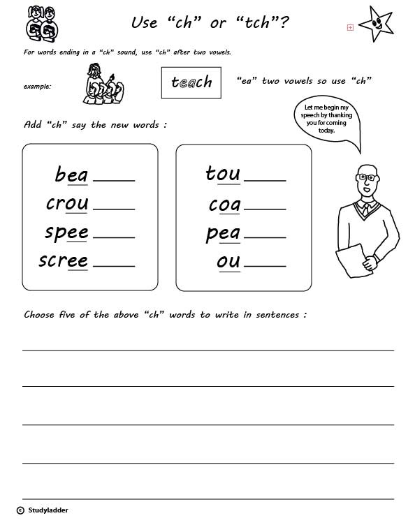 When to use ch or tch - Worksheets Library