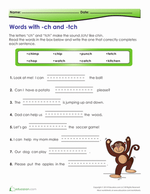 When to use ch or tch - Worksheets Library