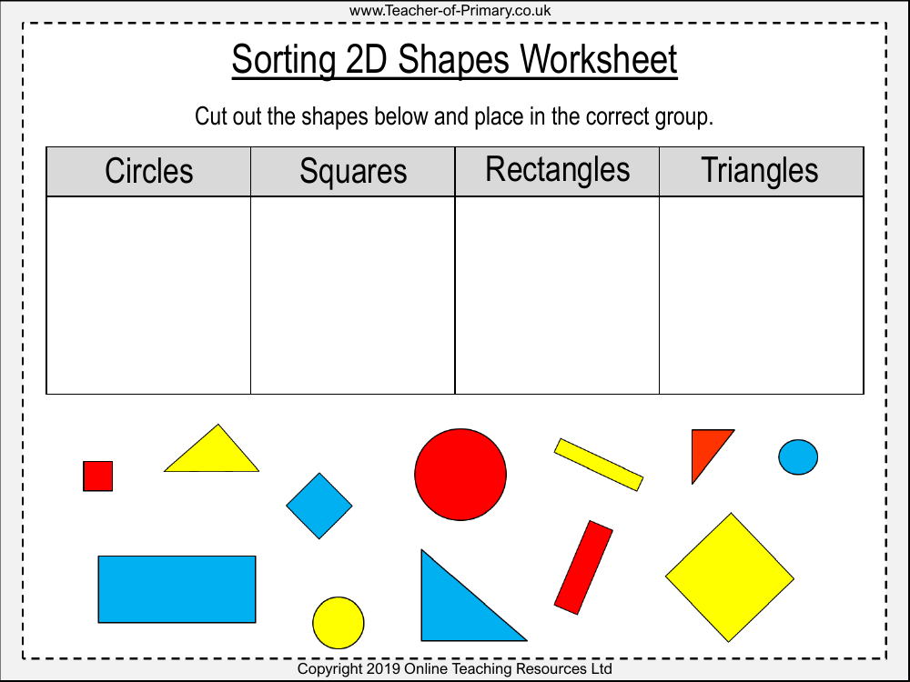 Sorting 2D Shapes - Worksheet | Math Kindergarten - Worksheets Library