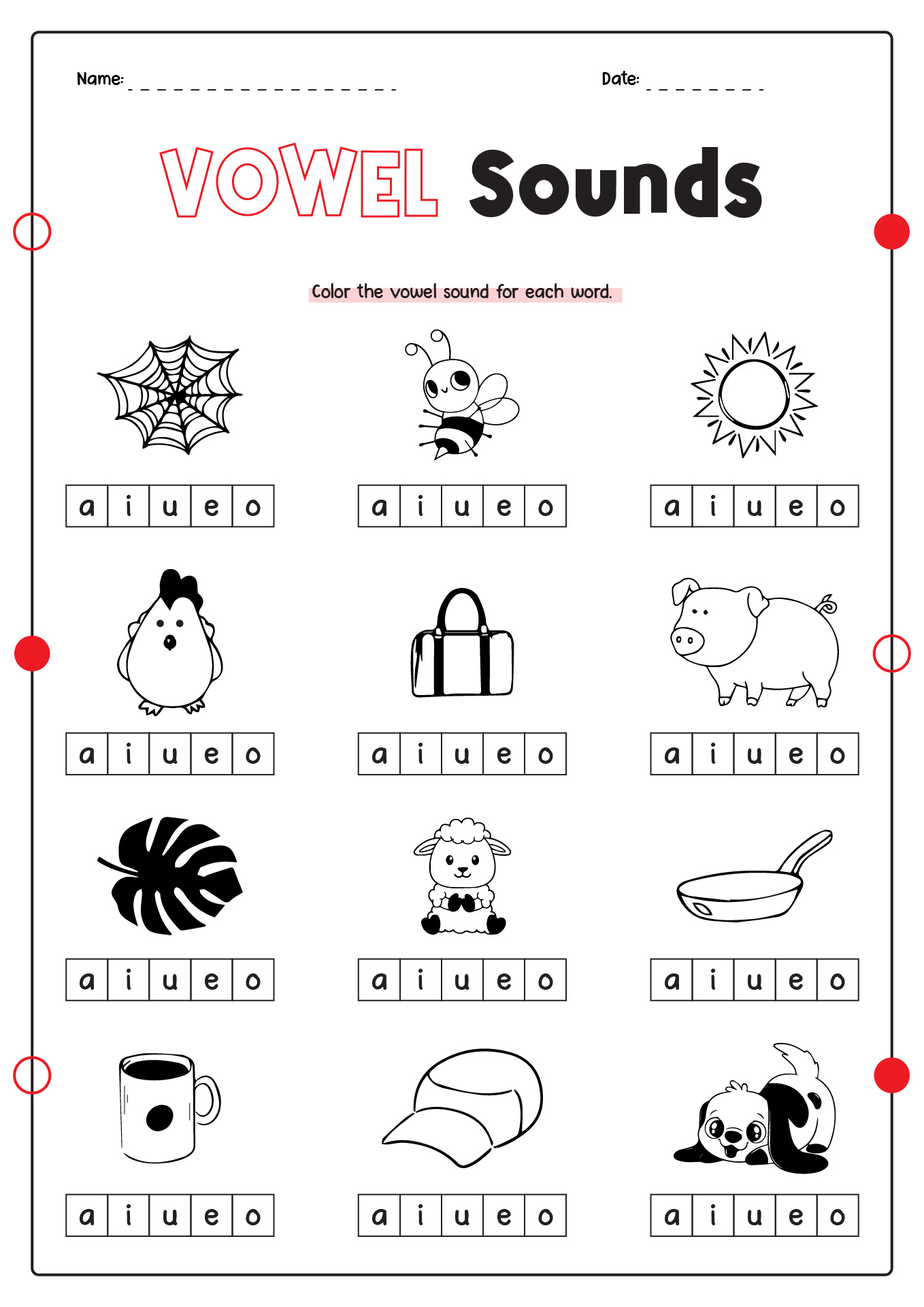 Worksheets Vowel Sounds