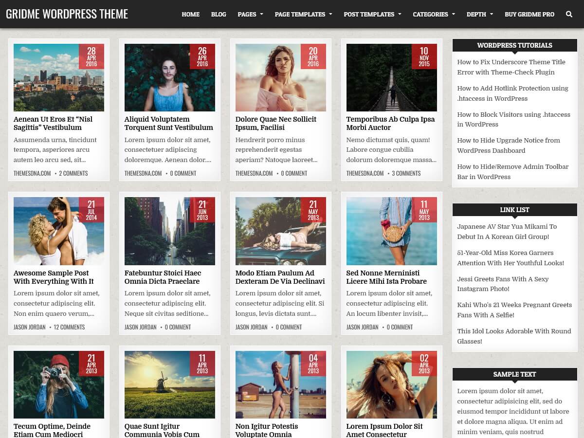 GridMe - Free Grid WordPress Theme | ThemesDNA.com - Worksheets Library