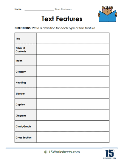 Text Features Worksheets - 15 Worksheets.com - Worksheets Library