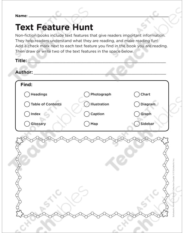 Text Feature Hunt: Graphic Organizer | Printable Graphic Organizers - Worksheets Library