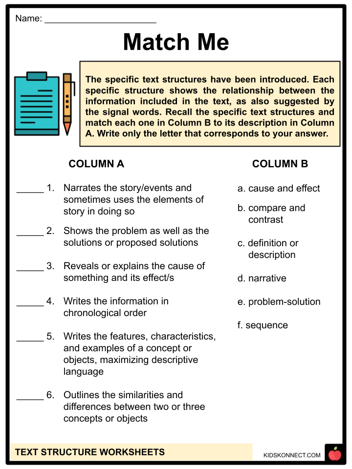 Text Structure Worksheets & Facts | Types, Function, Examples ...