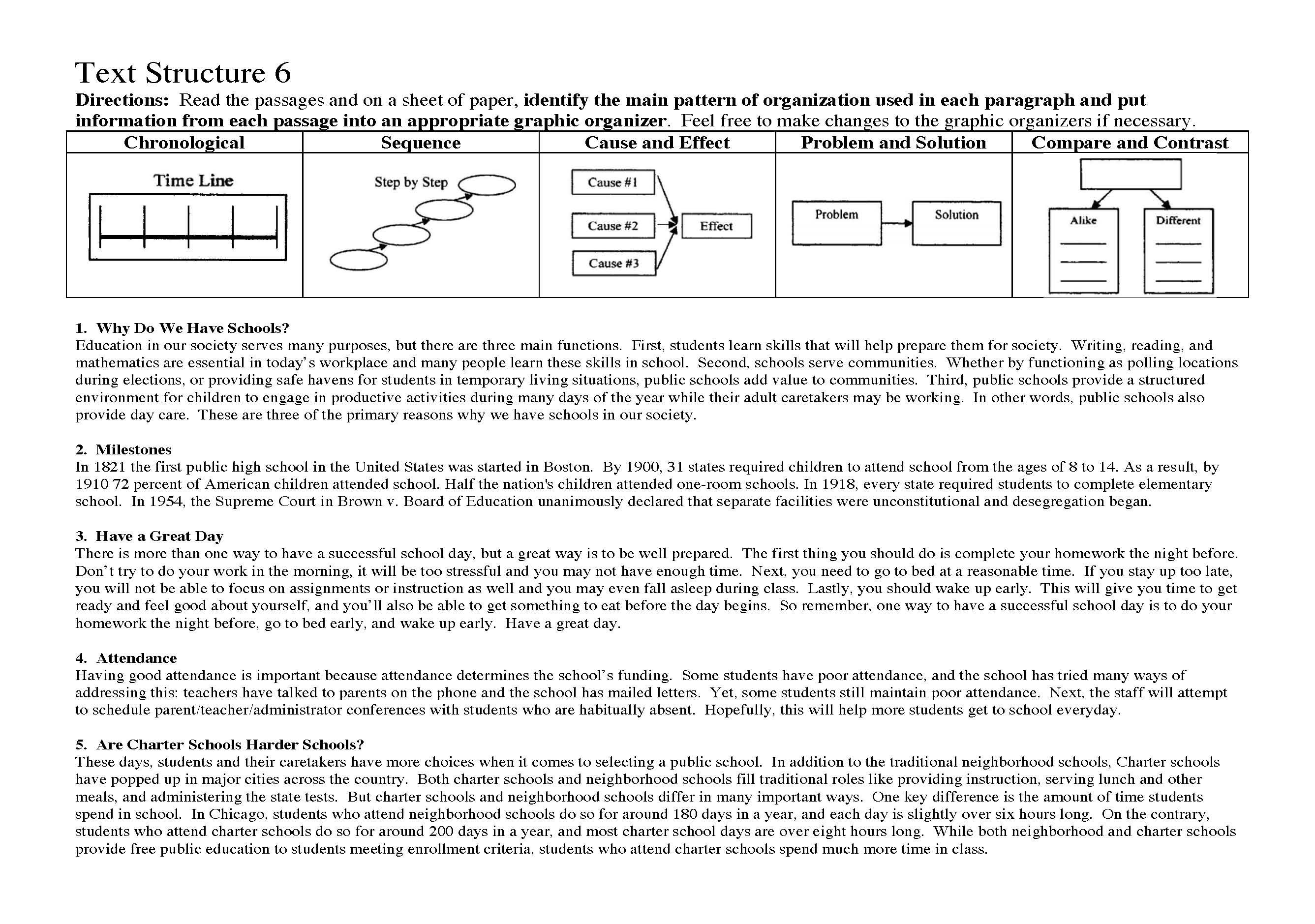 Text Structure Worksheets | Reading Activities - Worksheets Library