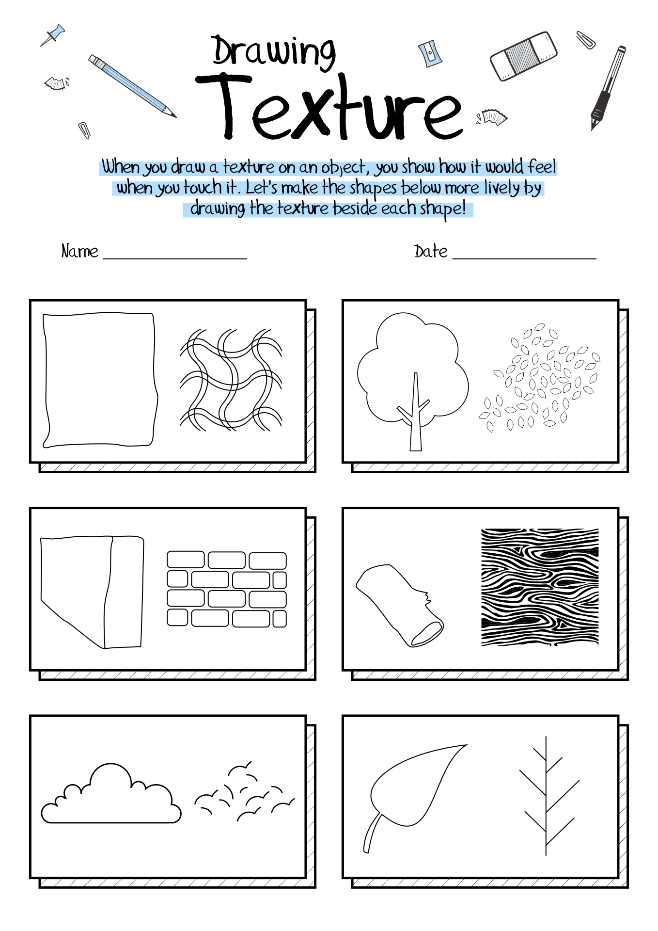 15 Drawing Texture Worksheet - Free PDF at worksheeto.com - Worksheets Library